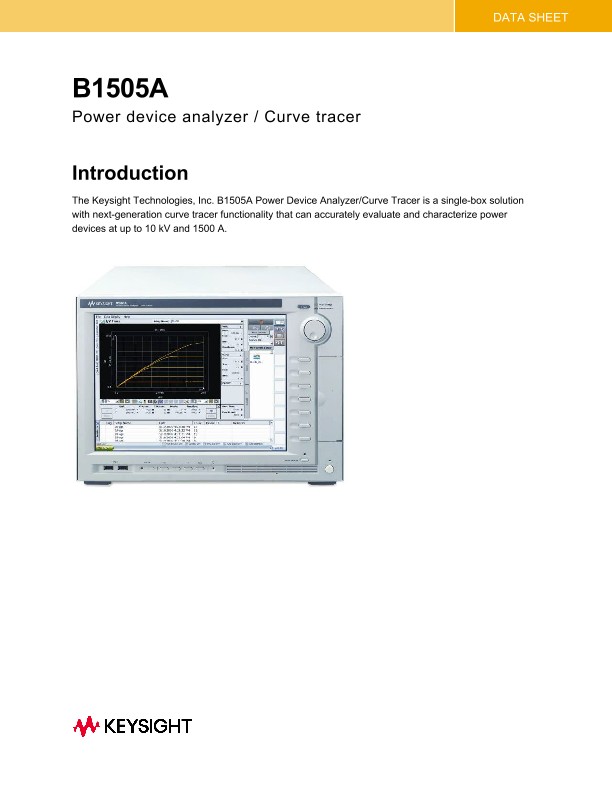 B1505A Power Device Analyzer / Curve Tracer PDF Asset Page | Keysight